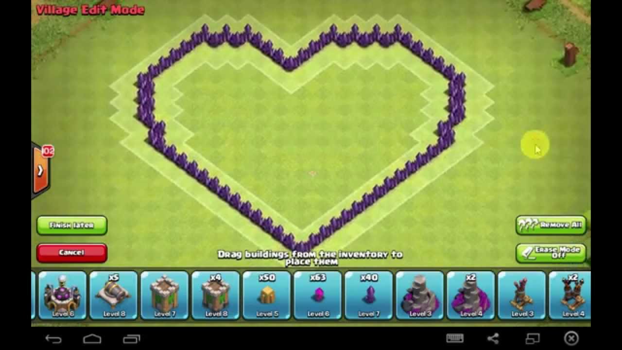 Heart layout edition - Clash of clan easy tip to build heart layout ...