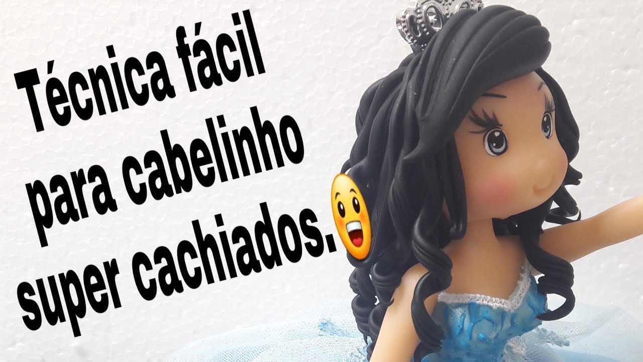 Técnica simples de cabelinhos cachiadinhos .Faby arte em biscuit - YouTube