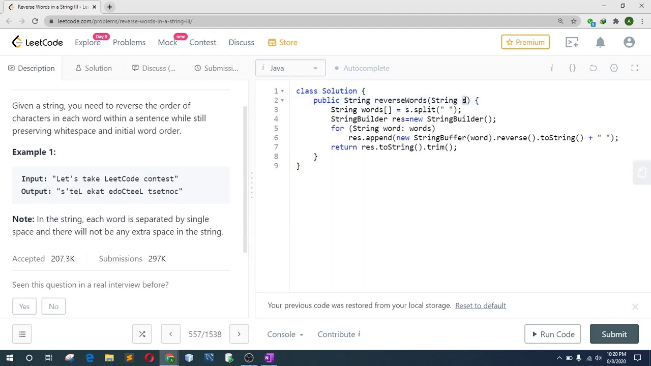 Leetcode Question No 557 Reverse Words In A String Java Sindhi 5151