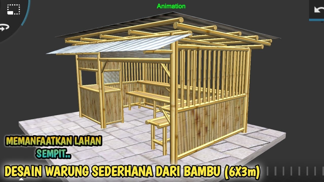 Desain warung bambu sederhana 6x3m - YouTube