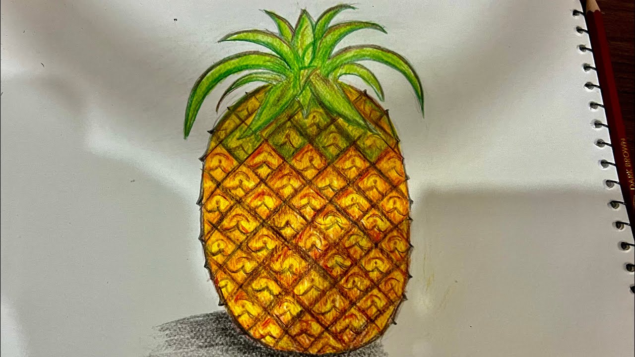 How to draw pineapple using colour pencils | step by step | - YouTube