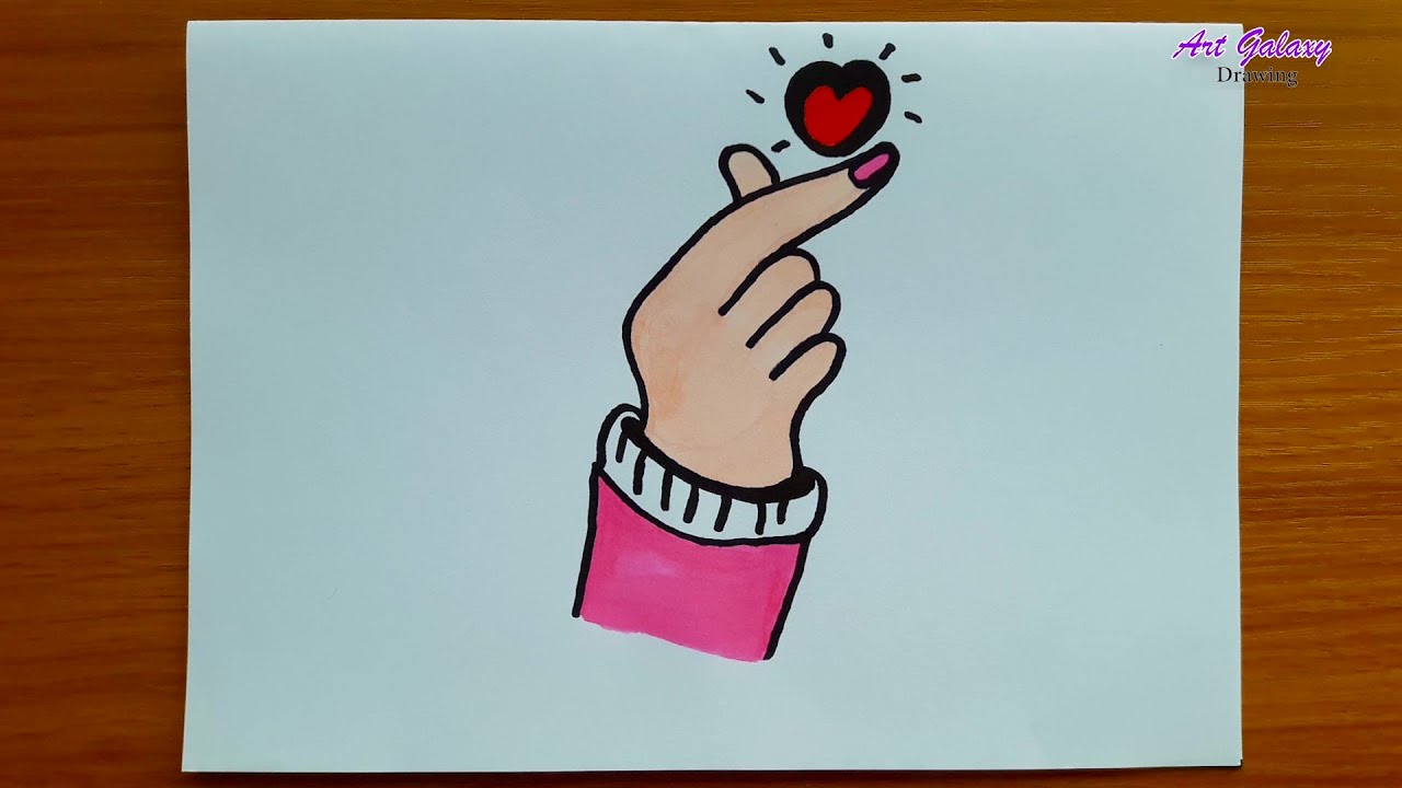 How to draw a Tumblr Korean Heart💖 korean heart drawing, valentine's ...