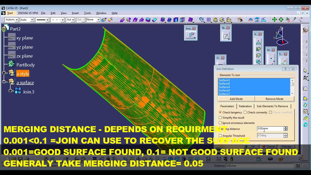 CATIA V5 A CLASS SURFACE- JOIN - YouTube