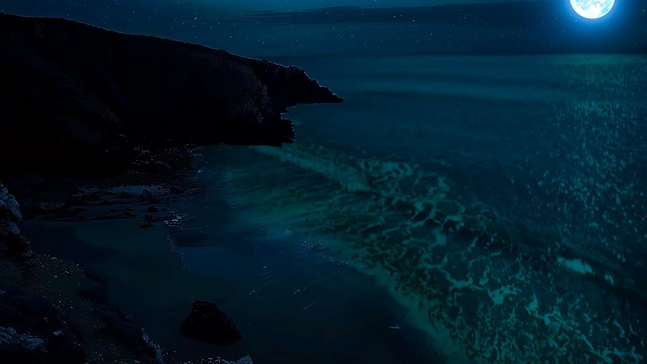 10 HOURS Tropical Beach at Night - ASMR 🌊 Relaxing Waves Sounds for ...