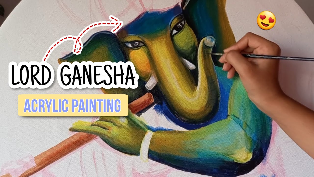 Lord Ganesha Acrylic painting | BANSURI Wale Ganesh ji 😍 - YouTube