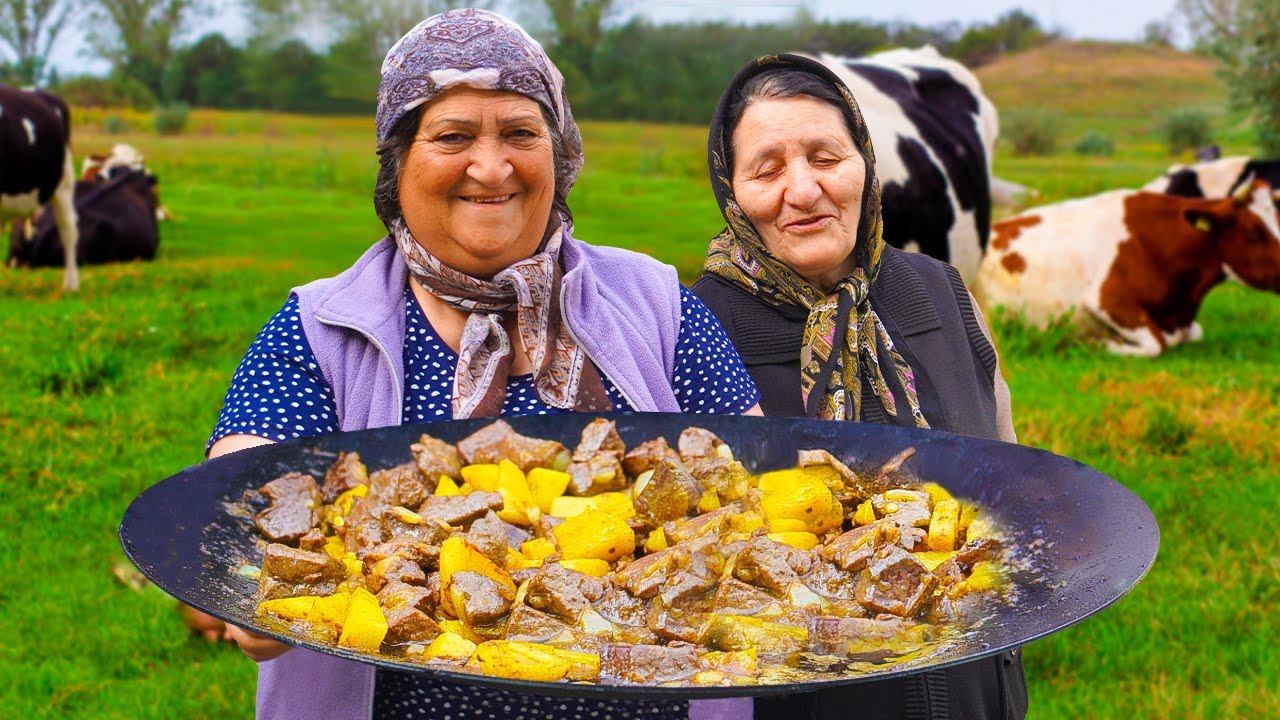 Grandma Cooked Jiz Byz On The Sadj Grill | Traditional Azerbaijani ...