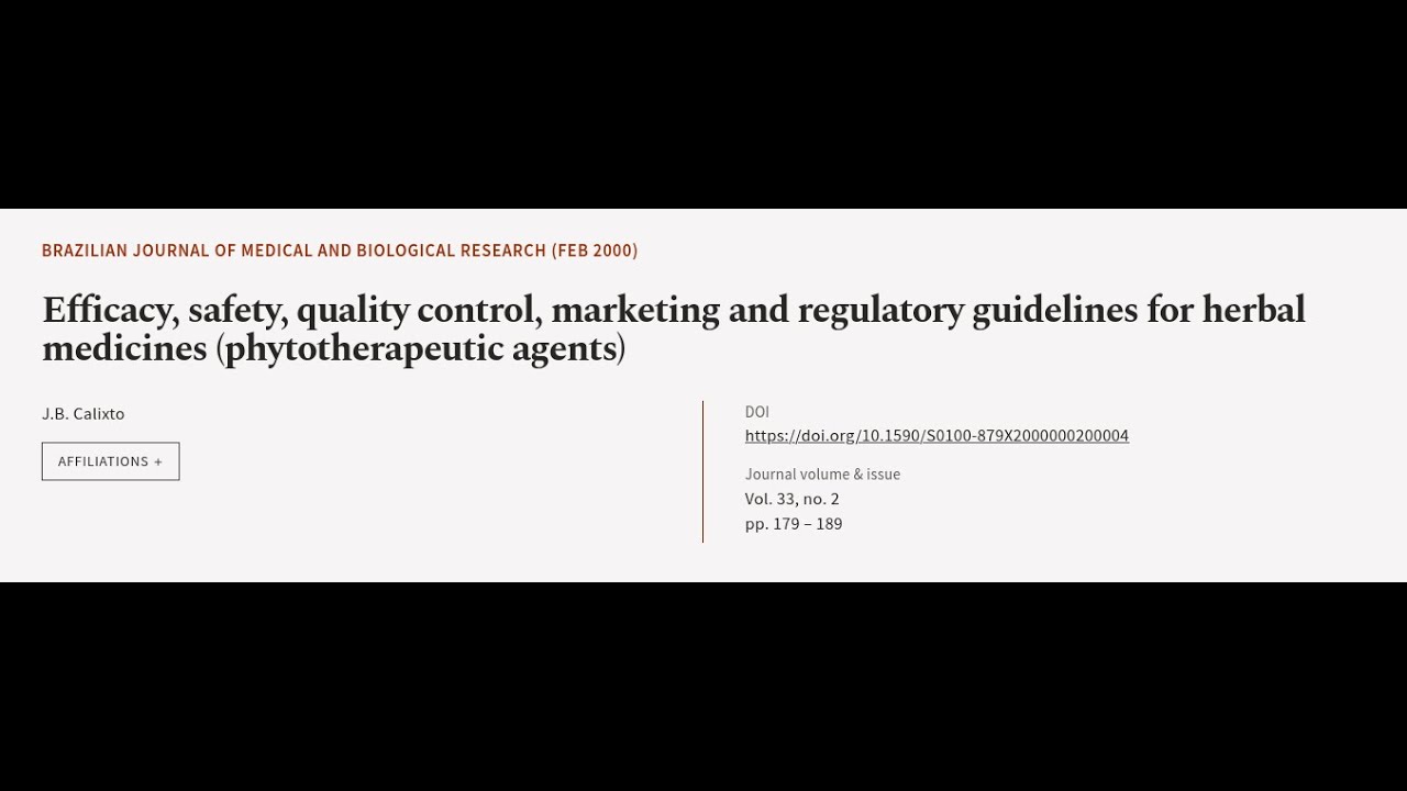 Efficacy, safety, quality control, marketing and regulatory guidelines ...
