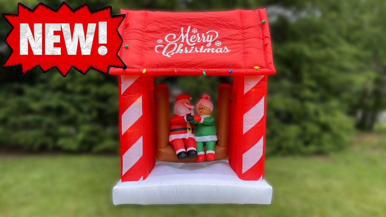 Gemmy 7FT SANTA & MRS CLAUS PORCH SWING Animated Airblown Inflatable ...