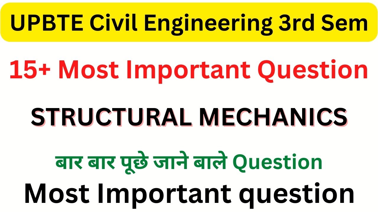Structural Mechanics/SOM | Most Important Question | Civil 3rd Semester Structural - YouTube