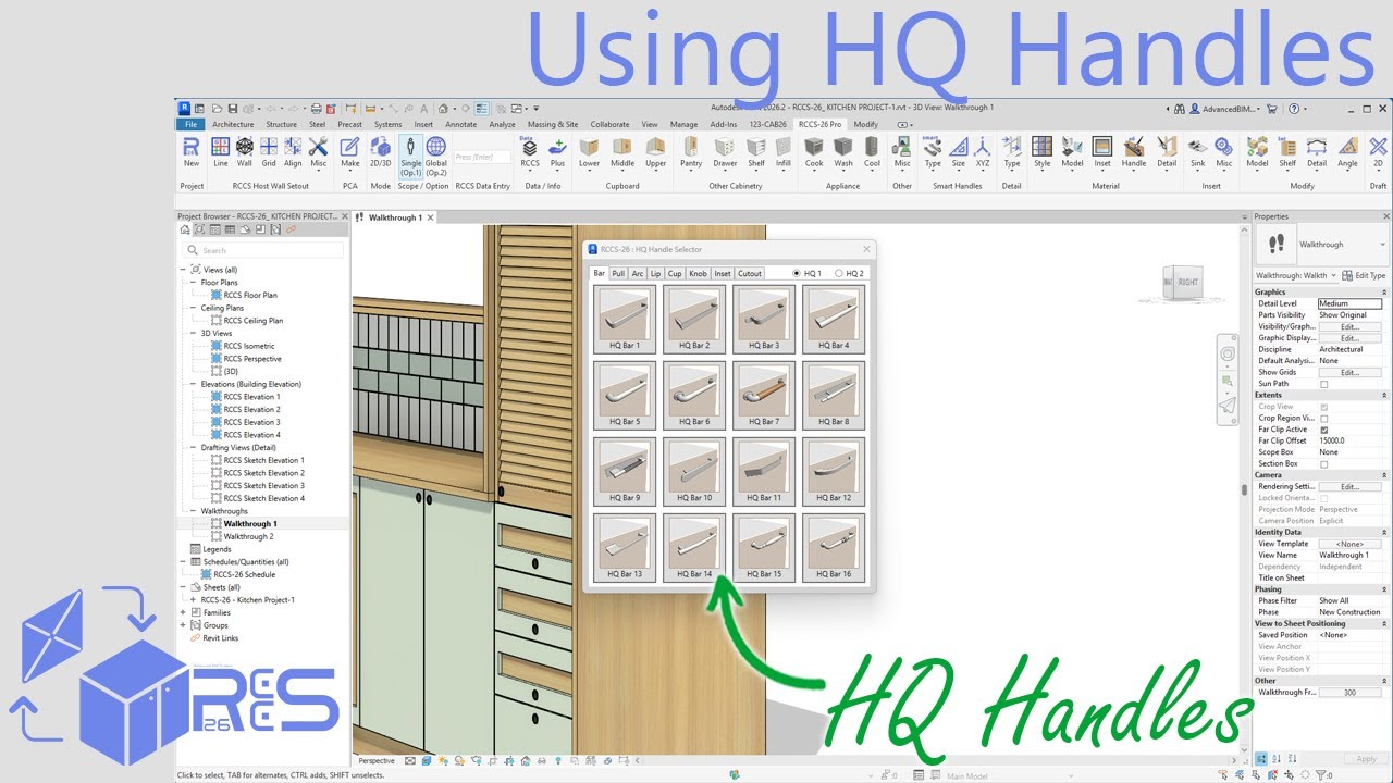 Revit Cabinetry | RCCS-26 Pro - Using HQ Handles - YouTube