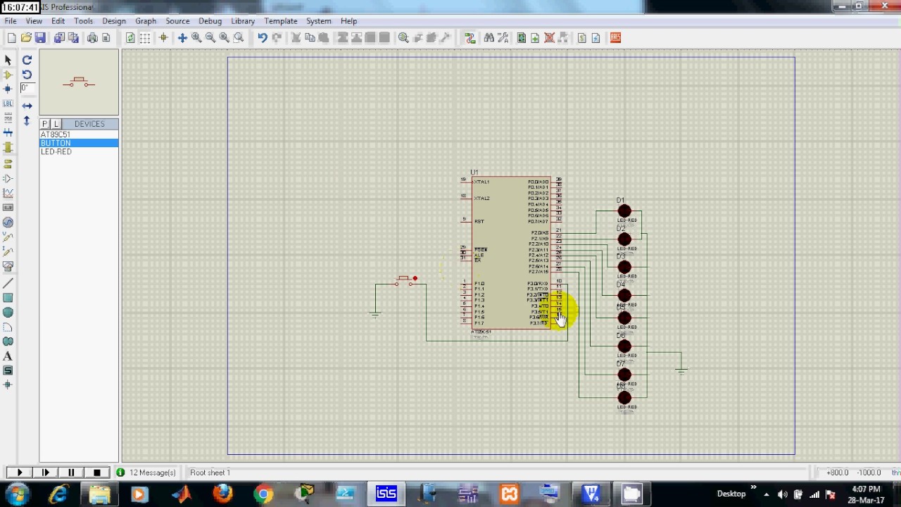 8051 led control using Button - YouTube