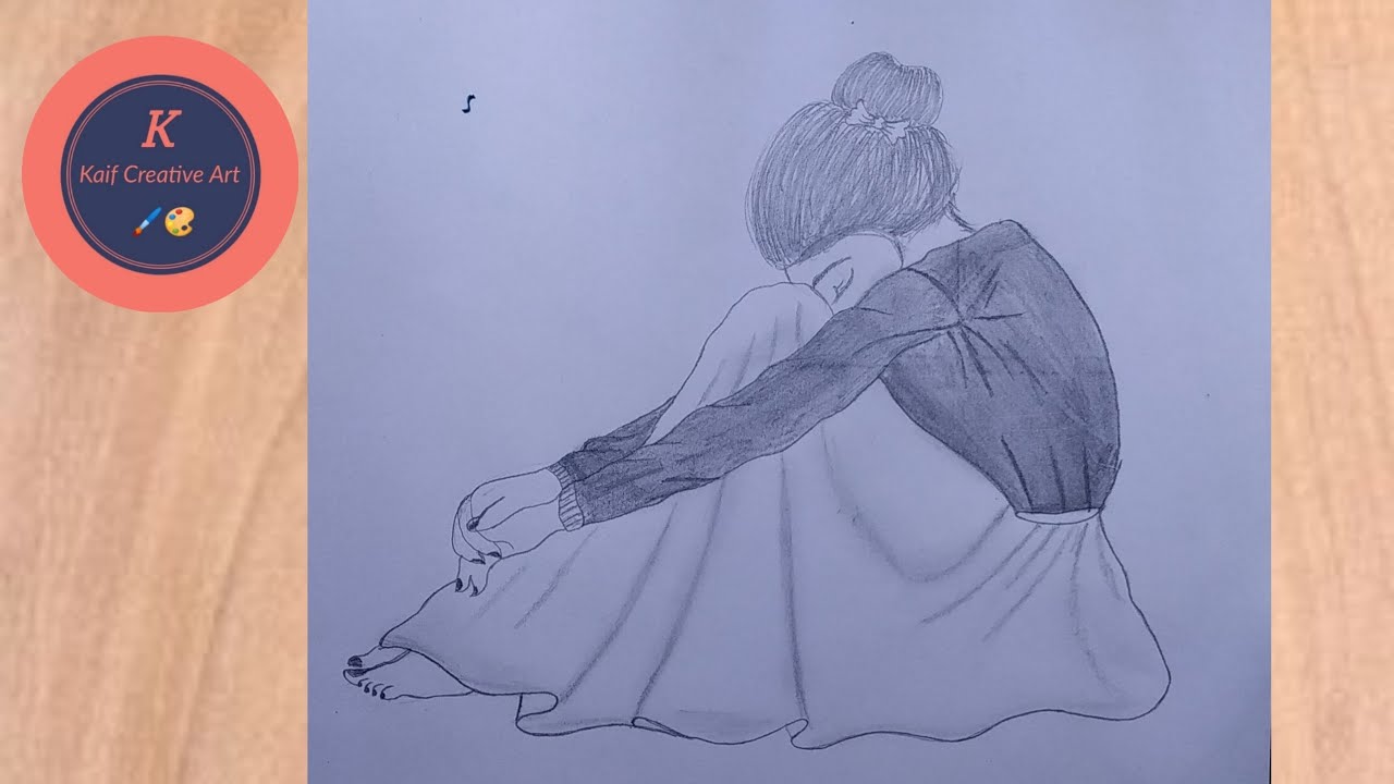 How to draw a girl sitting | Easy Drawing for beginners | Pencil ...