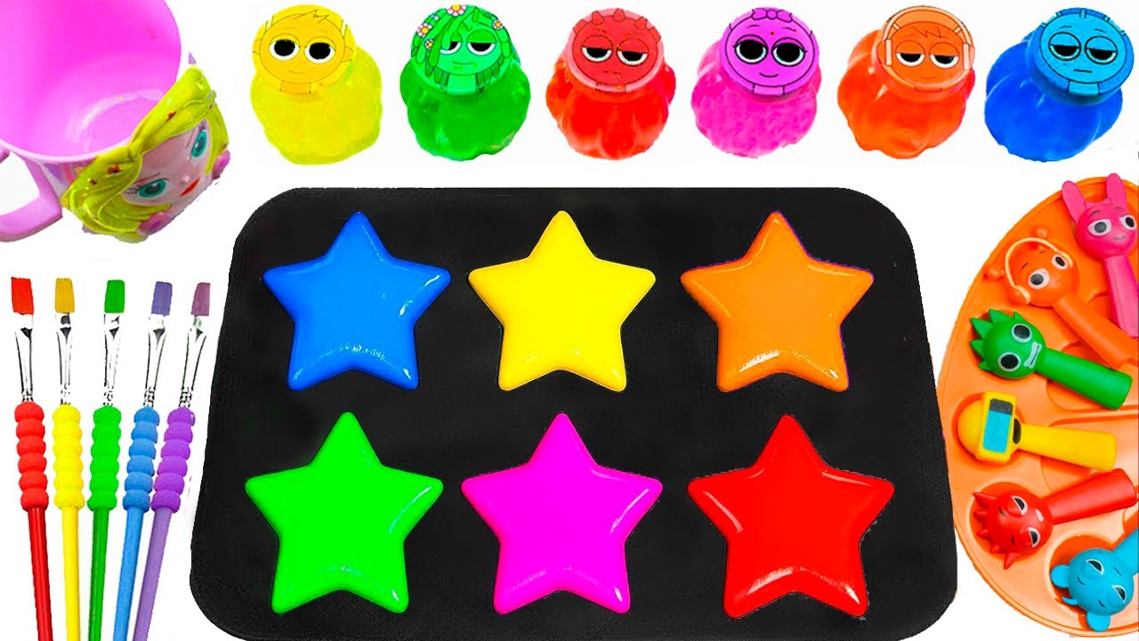 Satisfying Video l DIY How To Make Rainbow Sticky Candy Stars Mixed ...