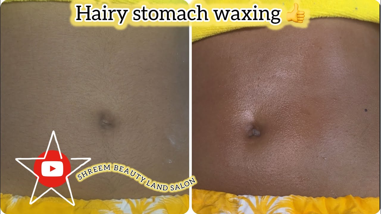 Hairy Stomach waxing female🤰tummy waxing at home \\Belly button/ Belly ...