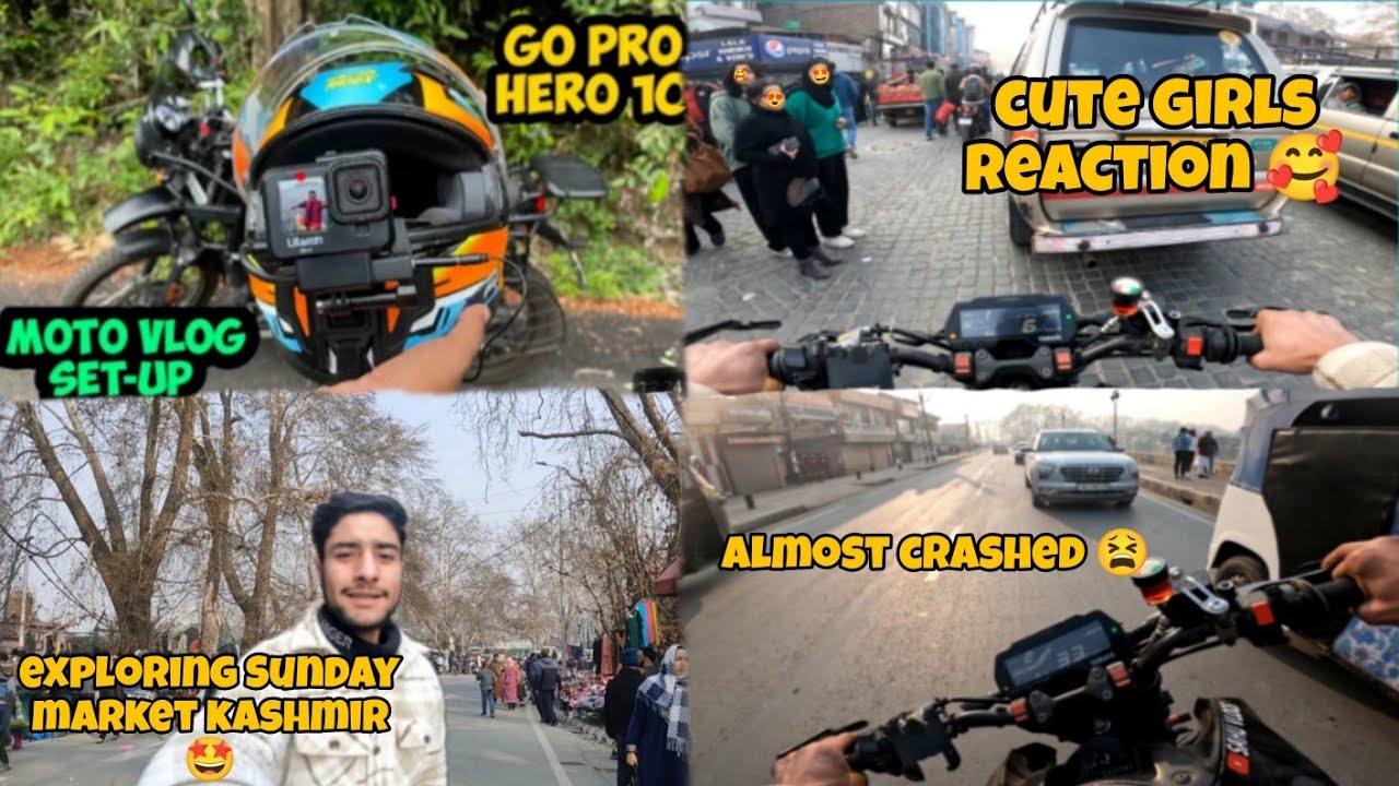 first Moto vlog with gopro hero 10 😍 exploring Sunday market kashmir 🤩 ...