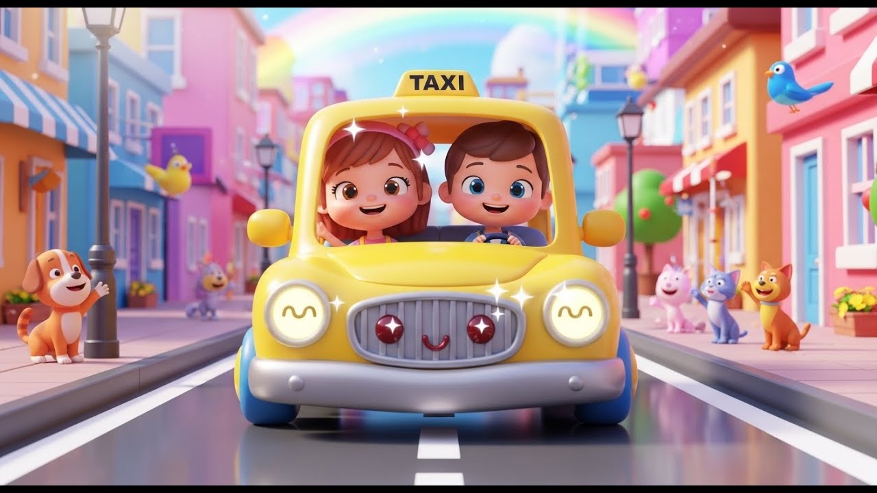 My Shiny Yellow Taxi Ride | Fun Kids Nursery Rhyme - YouTube