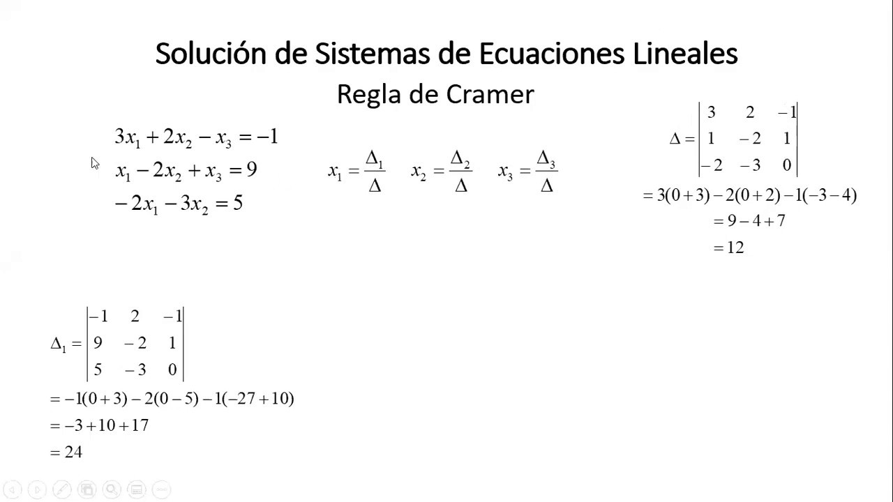 Sistemas de Ecuaciones Lineales. Regla de Cramer - YouTube