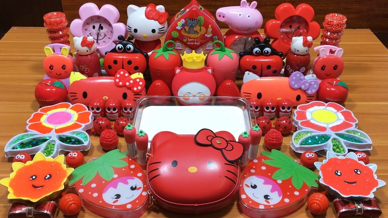 Red Slime | Mixing Random Things into Glossy Slime | Satisfying Videos ...