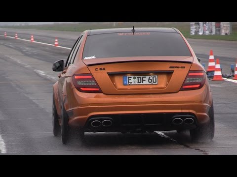Mercedes-Benz C63 AMG w/ ASG Exhaust - LOUD Acceleration & Drag Racing ...