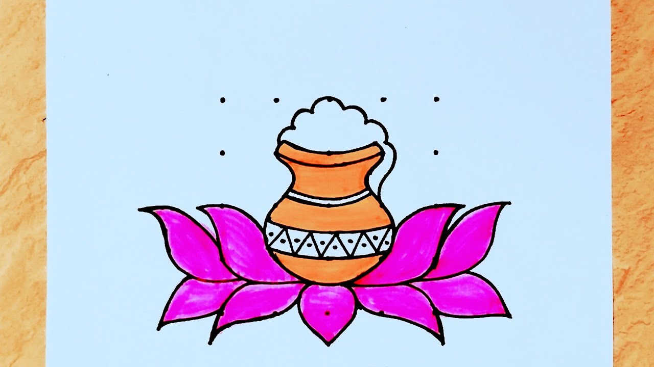 Sankranti Pongal pot Rangoli from 5×5 dots easy // Easy Sankranti ...