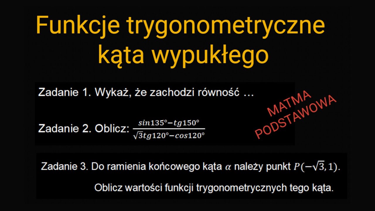 Funkcje trygonometryczne kąta wypukłego #matma podstawowa - YouTube