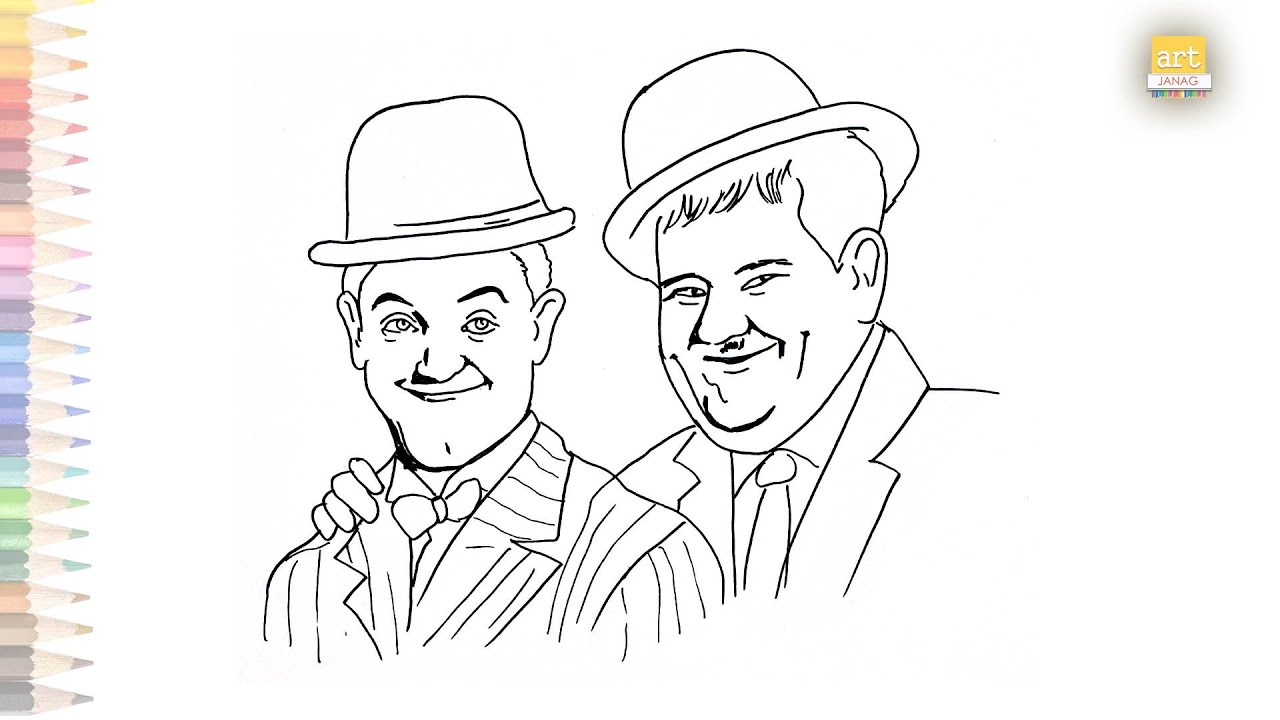 Stan Laurel and Oliver Hardy drawings video | American Comic actor ...