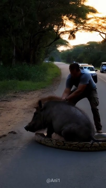 The warthog is struggling to escape the python's grip. - YouTube