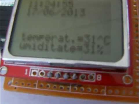 date and hour, temperature and humidity with RTC DS1307 DHT11 Nokia LCD PCD8544 with Arduino ...