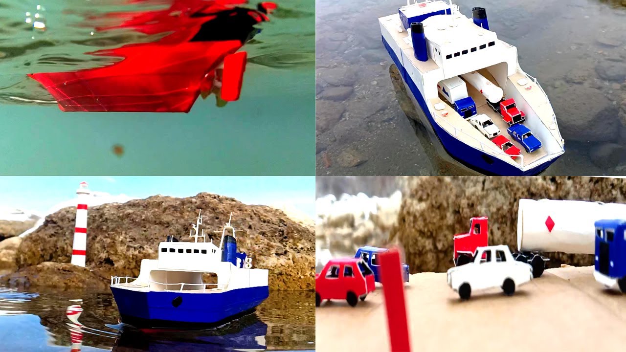 The cardboard ship was caught in a storm and almost sank, RC model of a ...