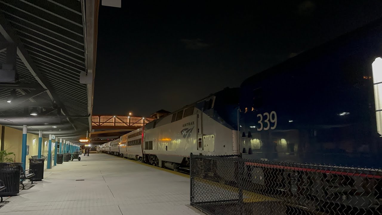 “Its all reversed..” charger leads P42 and amtrak 161 trails on 91 with amtrak 336 and tri rails ...