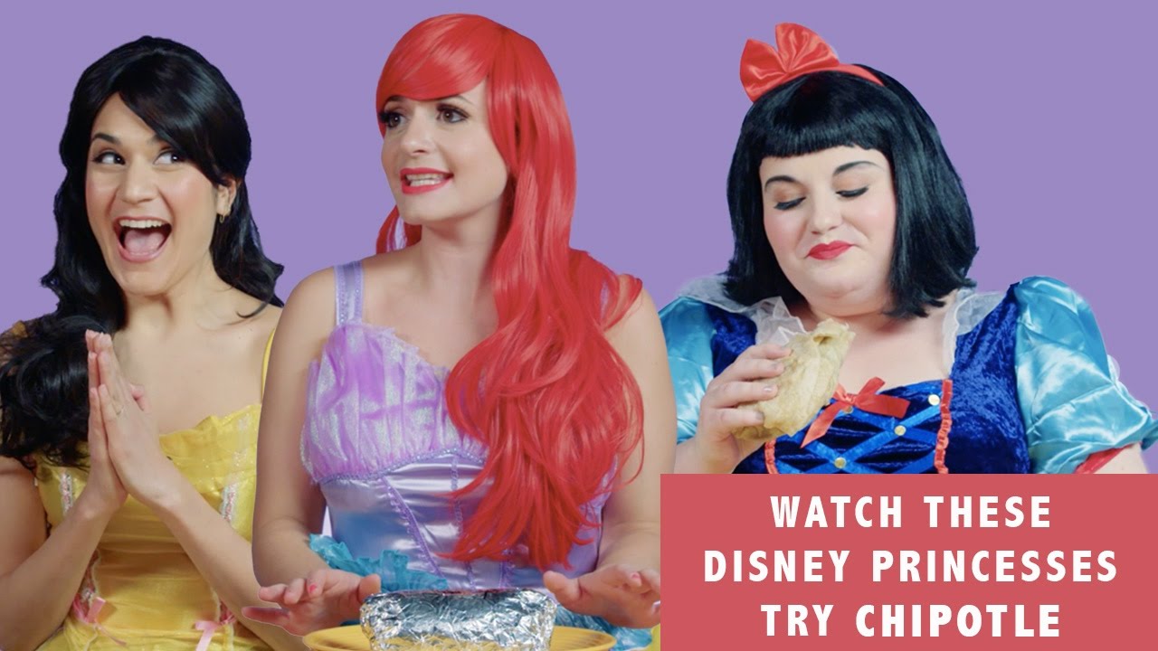 Disney Princesses Try Chipotle Burritos - YouTube