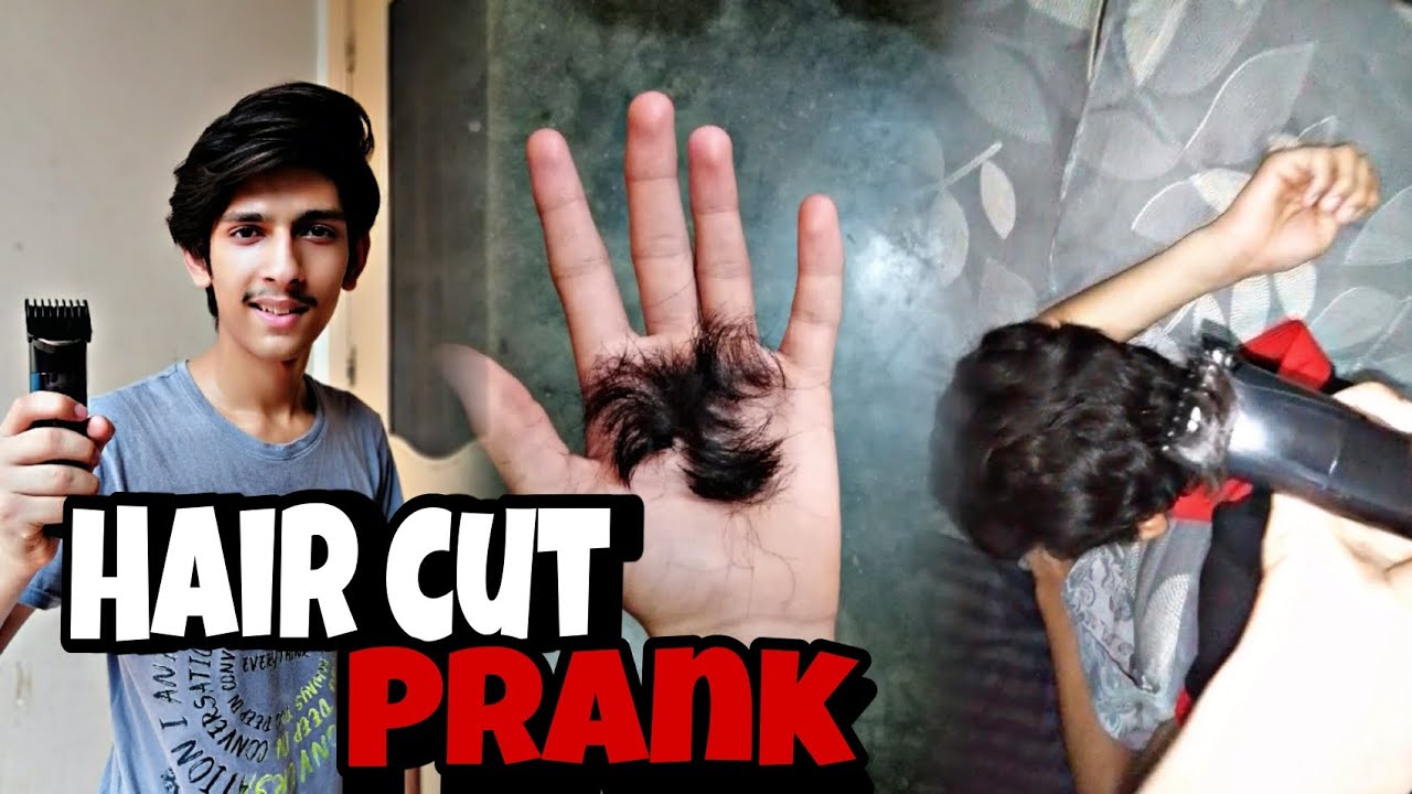 hair cut prank on my brother🤣 ️ || haris rajput#100k - YouTube