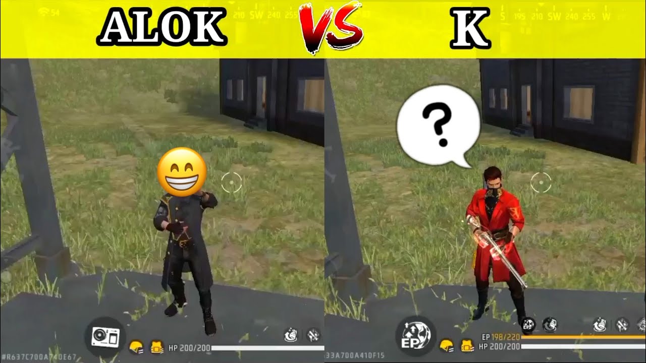 Alok vs k Character Ability Test |alok v k | ff skill test | - YouTube