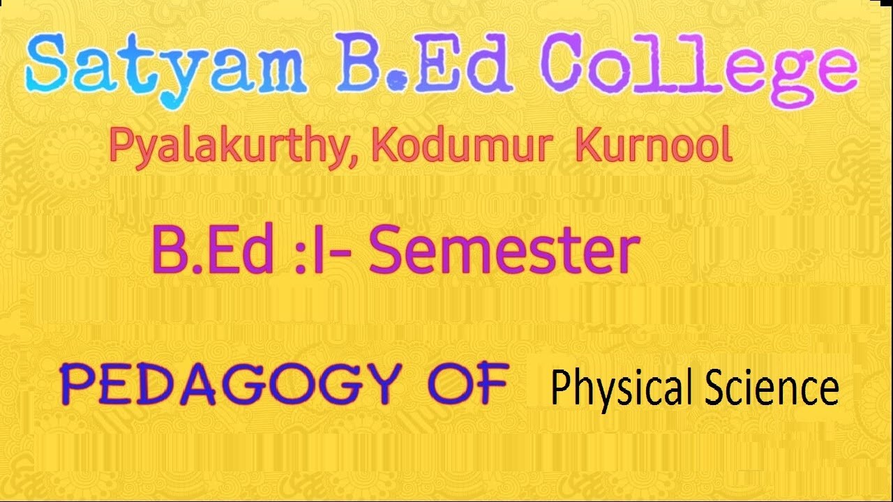 B.Ed : I - Semester -Physics - Unit - 1 ,2 and 3 - Importance Topics ...