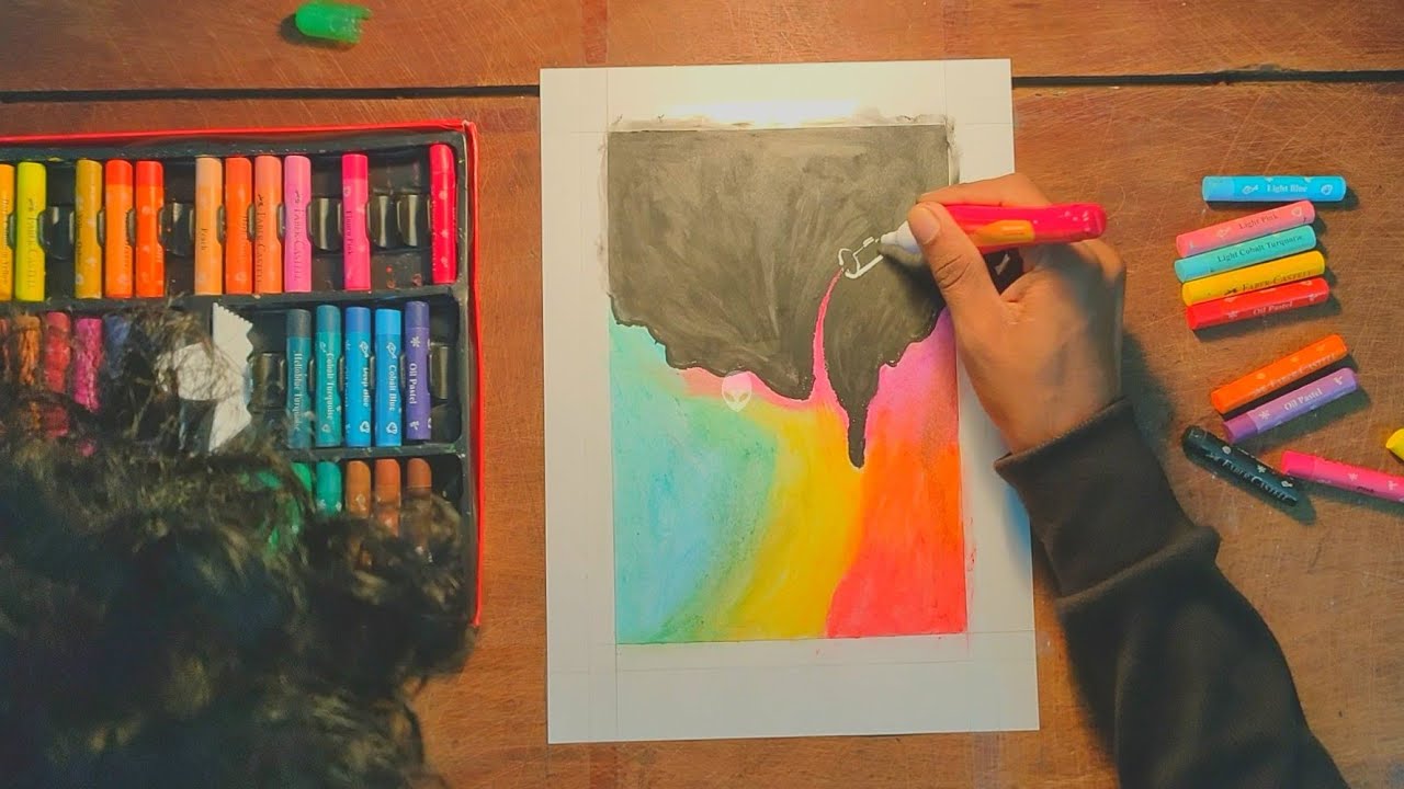 Beautiful Abstract Drawing Using Oil Pastels | Step By Step | Oil ...