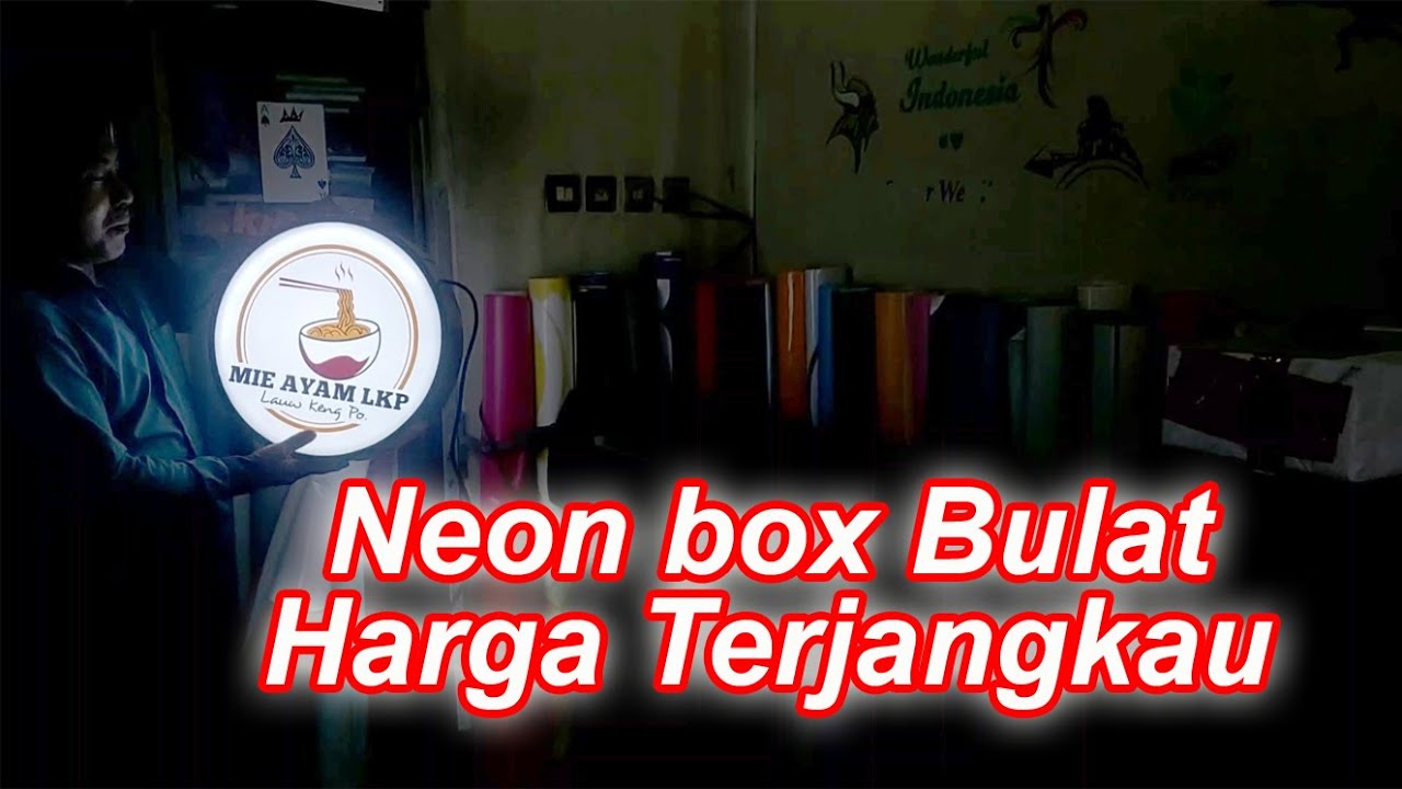 Neon box bulat 40cm Mie Ayam - YouTube