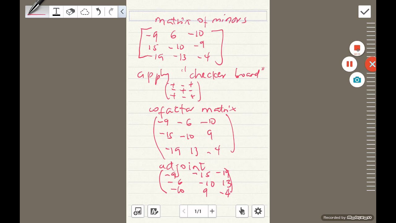 Finding the determinant and inverse of a 3x3 matrix - part 5 - YouTube