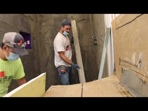 How I install all residential tile, Floating wall with mud - YouTube