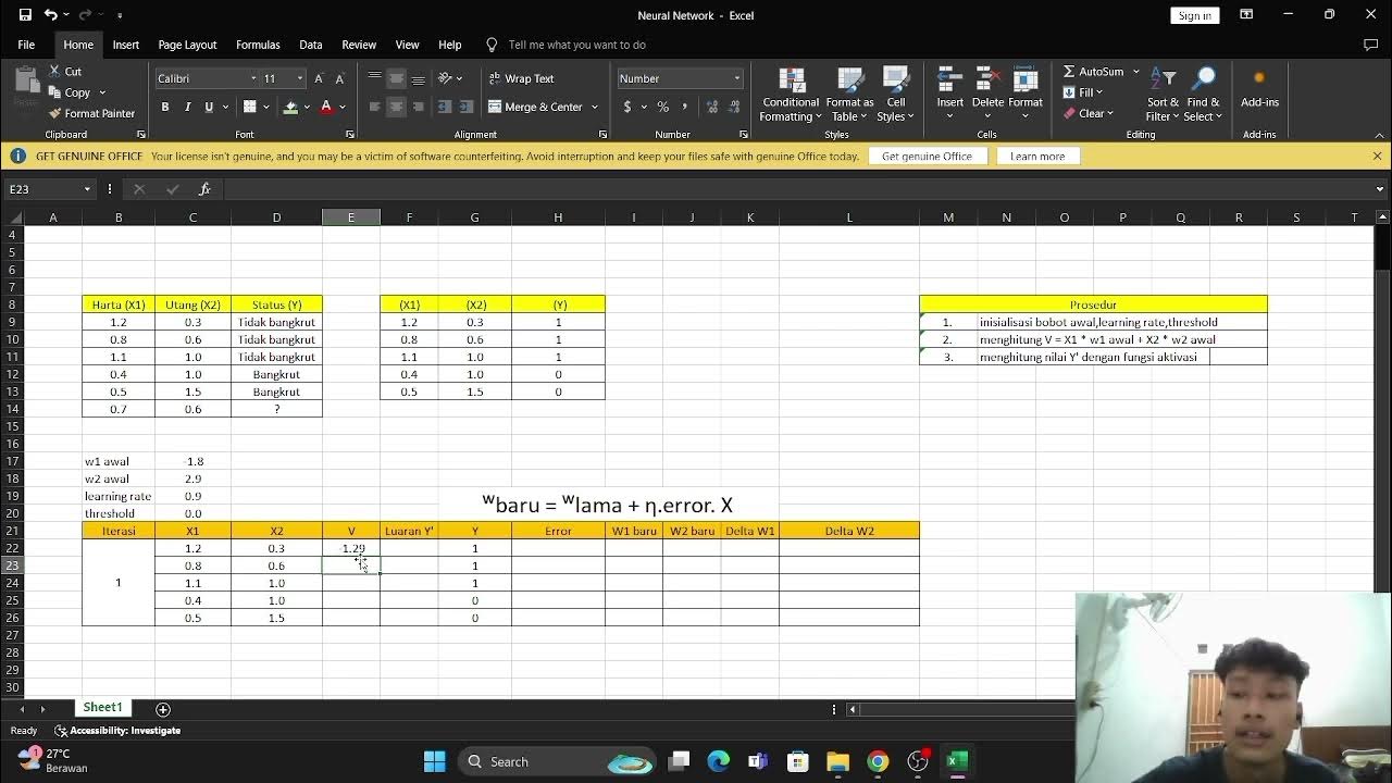 Artificial Neural Network (ANN) menggunakan Ms. Excel - YouTube