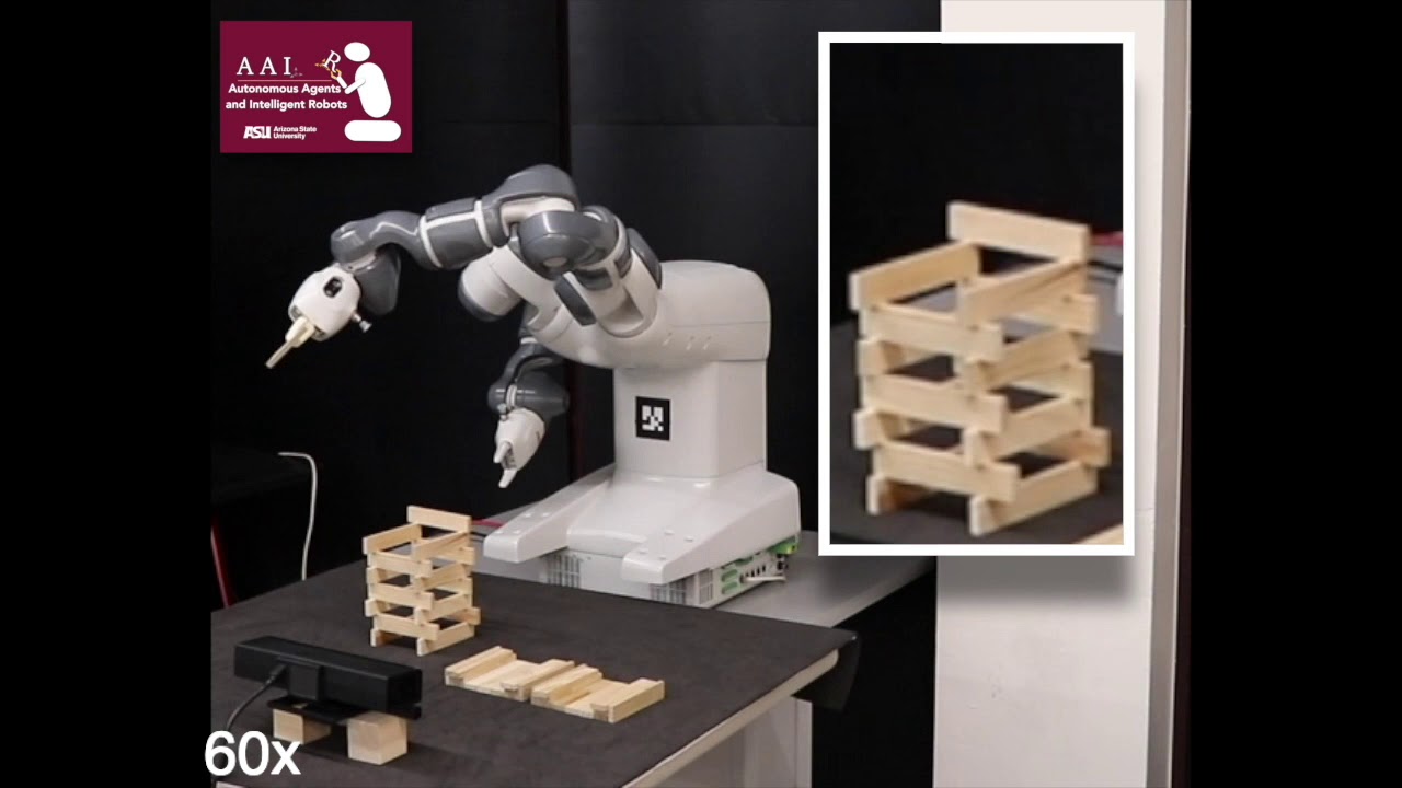 YuMi Robot Autonomously Building Tower with the Keva Planks - YouTube