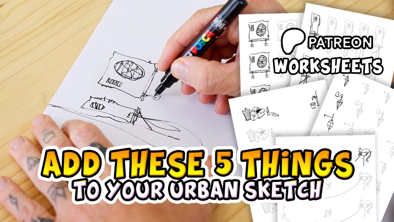 Add These Elements to Your Next Urban Sketch | Sketchy Brett - YouTube