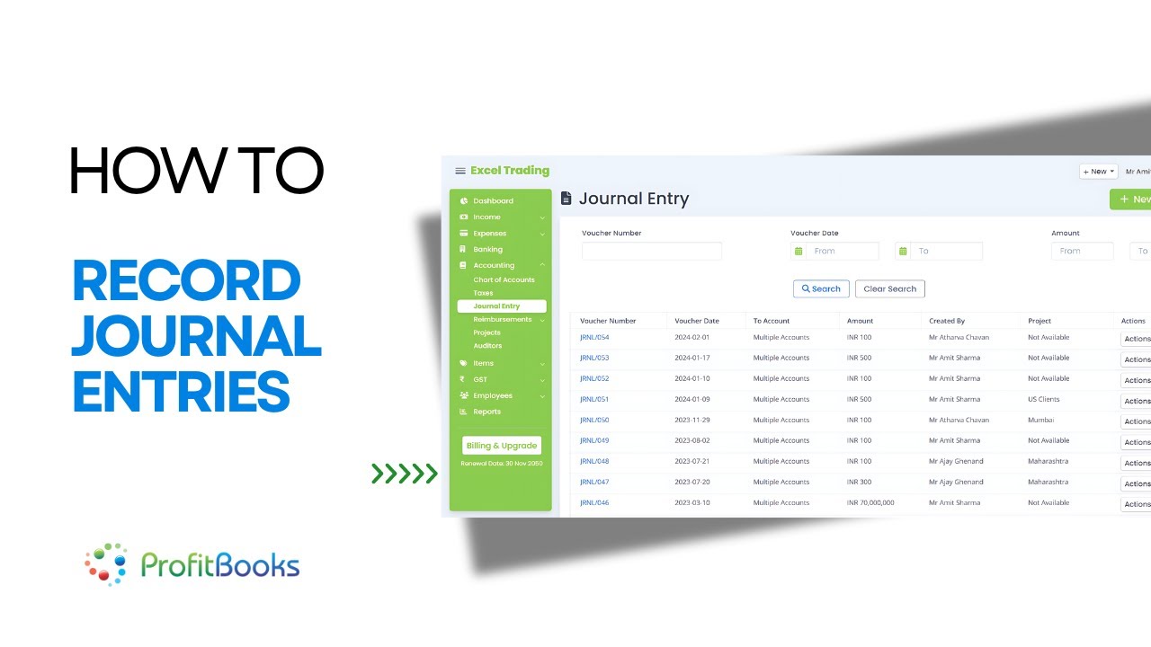 How to Pass Journal Entries in ProfitBooks | Step-by-Step Tutorial ...