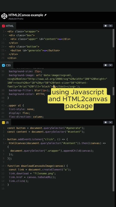 Conver any HTML to Image using HTML2Canvas #programming #javascript #html #tips #html2canvas ...