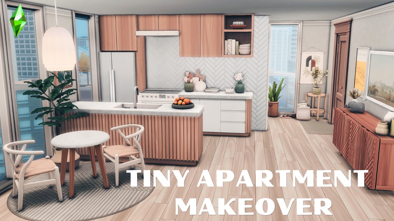 Tiny Apartment Makeover Sims 4 Speedbuild with CC - YouTube