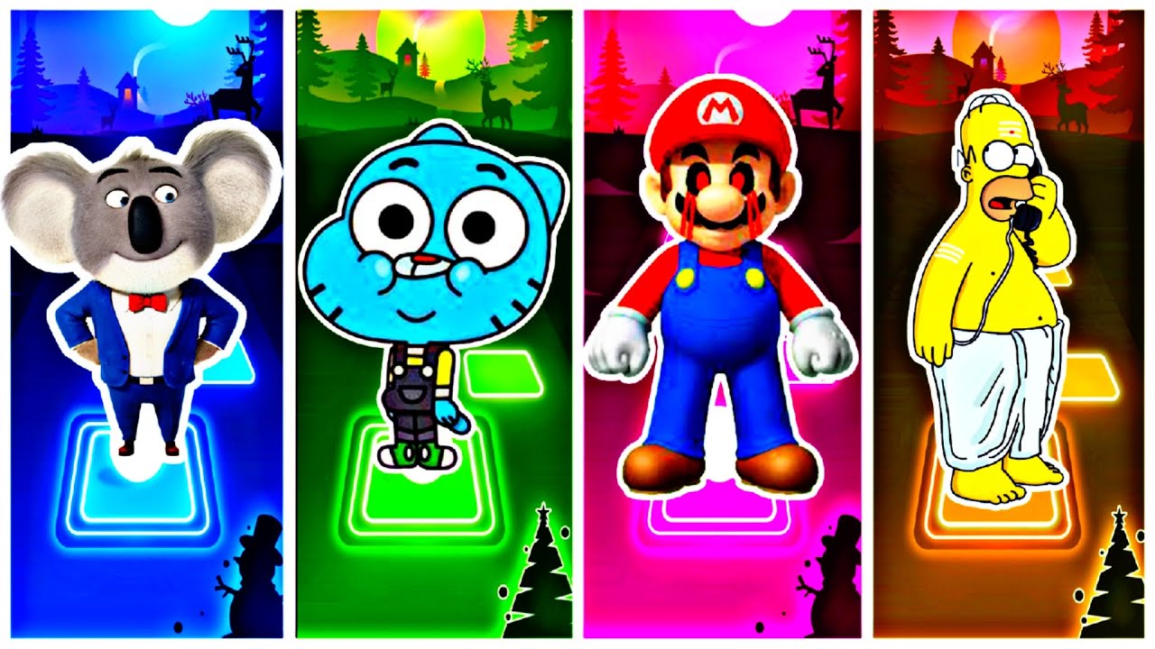 Sing 2 vs Gumball the Joy vs Super Mario vs Homer Simpson Tiles Hop EDM ...