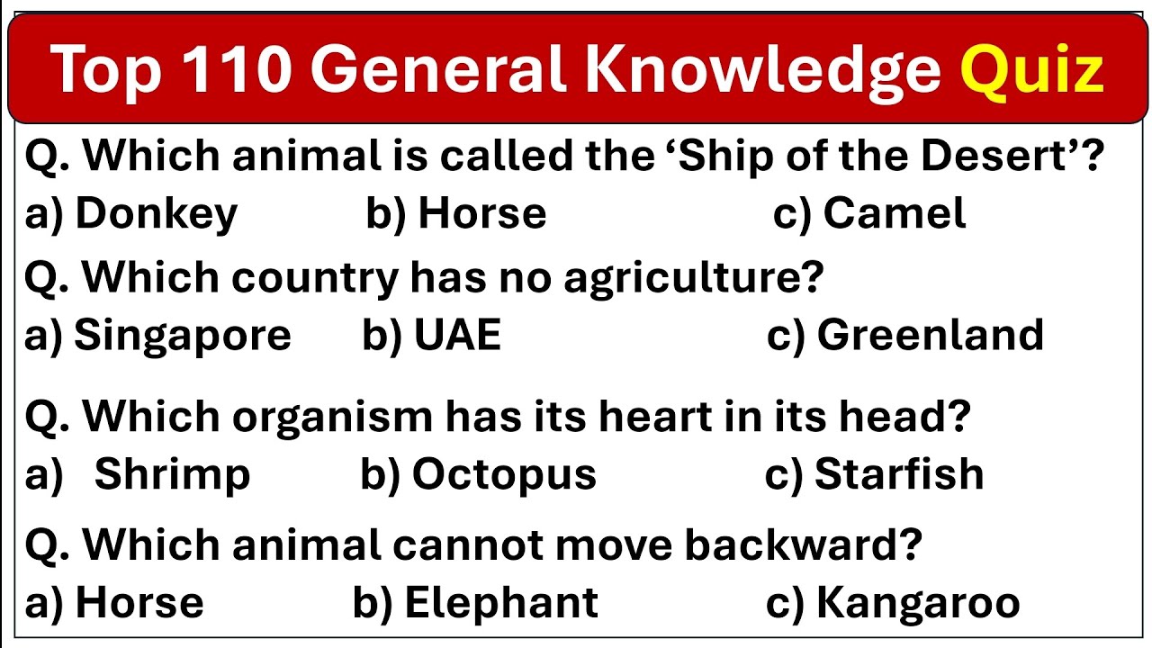 110 World GK Quiz Questions and Answers | Ultimate General Knowledge ...
