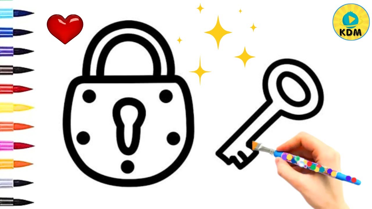 HOW TO DRAW LOCK AND KEY FOR KIDS| EASY DRAWING| SIMPLE DRAWING| LEARN ...