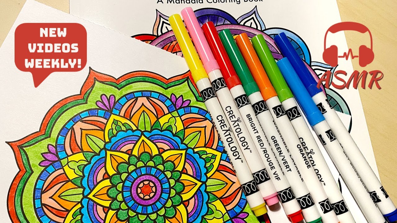 ASMR Satisfying Coloring of Mandala with Markers - Trigger Sounds for ...