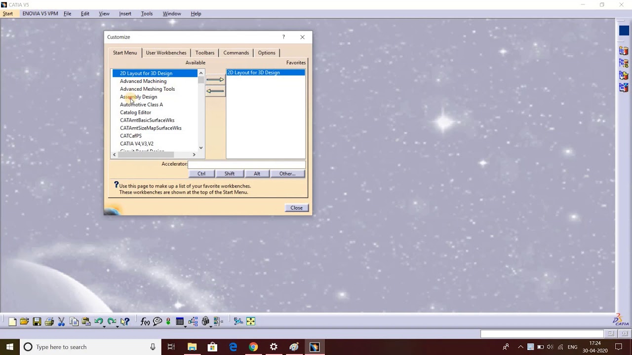 SETTINGS of Start Menu in catia - YouTube