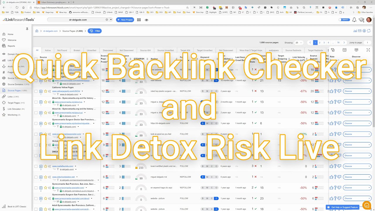 Quick Backlink Checker 2.0 and Link Detox Risk LIVE - YouTube